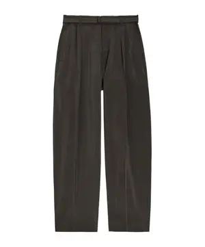 LEMAIRE Belted Silk-blend Trousers - Black