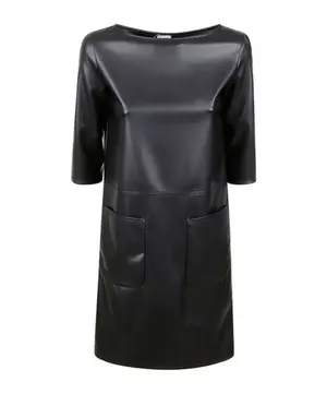 Max Mara Short Sleeve Crewneck Dress With Pockets - Black