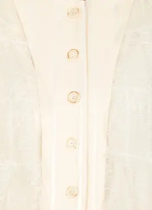 UMA WANG Layered Stripe Detail Single-breasted Coat - White