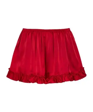 Simone Rocha Ruffled Stretch-satin Shorts - Red