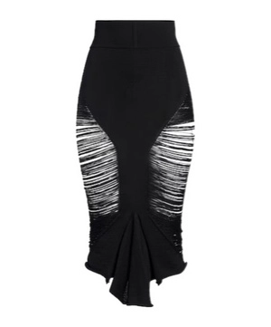 Rick Owens Asymmetric Solid Color Woolen Skirt - Black