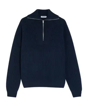 JIL SANDER High-neck Ribbed-wool Jumper - Black
