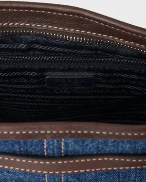 Prada Bonnie Large Denim And Leather Handbag