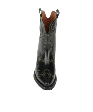 GANNI Leather Denim Ankle Boots