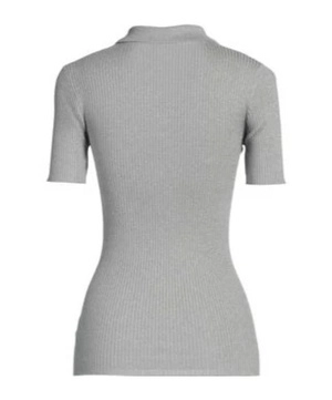 Brunello Cucinelli Metallic Knit Short-sleeve Polo Shirt
