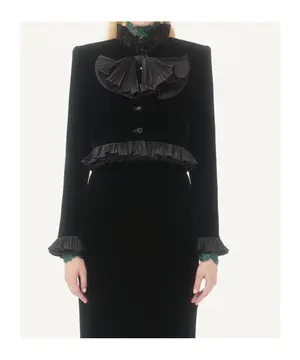 Valentino Garavani Cropped Jacket In Sablé Velvet
