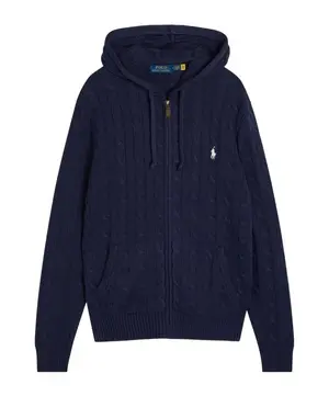 Polo Ralph Lauren Cable Knit Zip-up Hoodie - Black