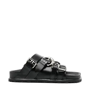 MARINE SERRE Buckle Flat Sandals - Black