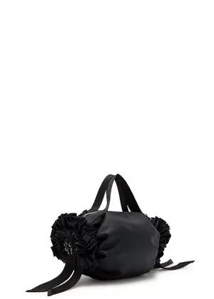 Simone Rocha Double Ribbon Rosette Mini Nylon Top Handle Bag - Black