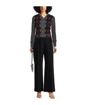 GANNI Argyle Cardigan With Button Closure And Embroidered Logo