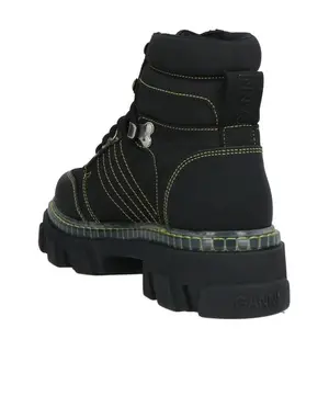 GANNI Lace-up Combat Boots With Leather Accents