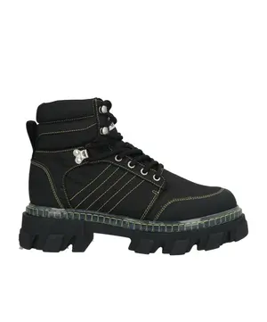 GANNI Lace-up Combat Boots With Leather Accents