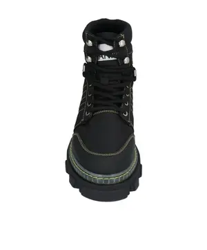 GANNI Lace-up Combat Boots With Leather Accents