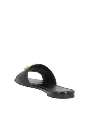 Tory Burch Minimalist Square Toe Slip-on Sandals With Logo Detail