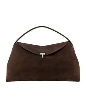 TOTEME T-lock Suede Top Handle Bag - Black