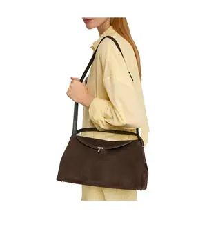 TOTEME T-lock Suede Top Handle Bag - Black
