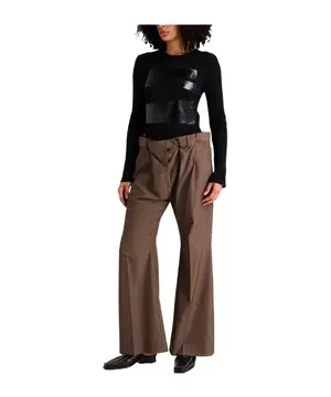 MAISON MARGIELA Ribbed Knit Crewneck Sweater With Contrasting Print