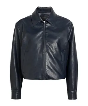 Rag & Bone Rag & Bone Krista Faux Leather Zip-Up Jacket With Cuffed Sleeves Black