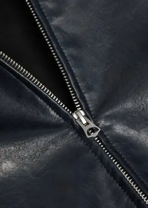 Rag & Bone Krista Faux Leather Zip-up Jacket With Cuffed Sleeves - Black