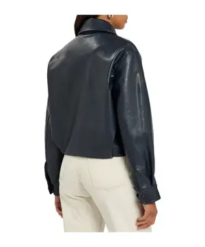 Rag & Bone Krista Faux Leather Zip-up Jacket With Cuffed Sleeves - Black