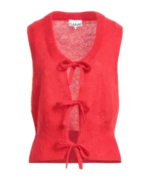 GANNI Solid-color Sleeveless Knitted Vest - Red