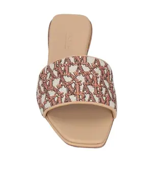Max Mara Flat Square Toe Slides - Nude