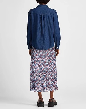 GANNI Pleated Midi Skirt With Floral Print