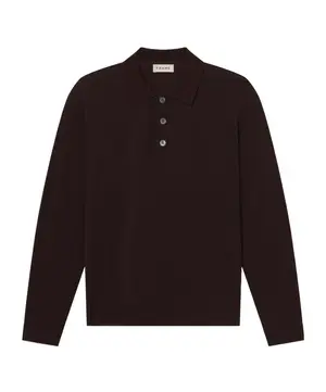 FRAME Long-sleeved Piqué Polo Shirt - Black