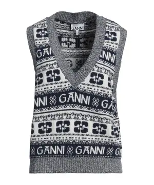 GANNI Two-tone Knit Vest - Gray