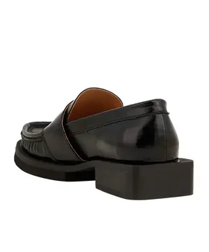 GANNI Patent Leather Loafers With Buckle Detail