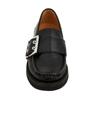 GANNI Patent Leather Loafers With Buckle Detail