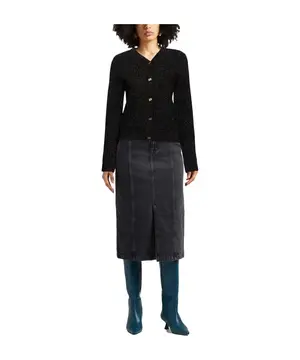 GANNI Long-sleeved Knitted Cardigan With Button Detail
