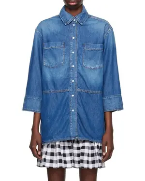 GANNI Denim Short Sleeve Shirt