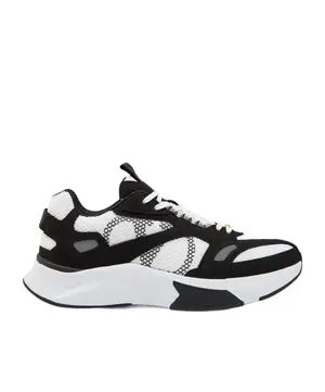 Valentino Garavani Mesh And Suede Lace-up Sneakers - Black