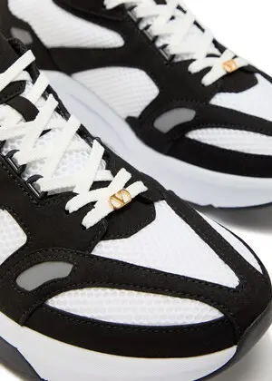 Valentino Garavani Mesh And Suede Lace-up Sneakers