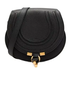 Chloé Marcie Small Grained Leather Saddle Bag - Black