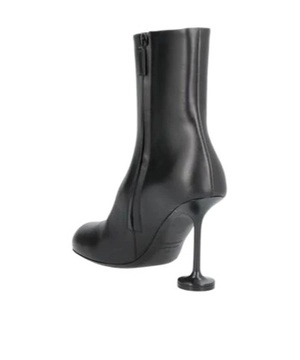 Balenciaga Leather Ankle Boots With Geometric Heel