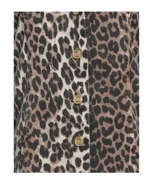 GANNI Leopard Print Strapless Tube Top With Belt
