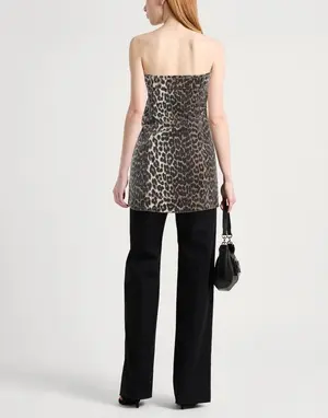GANNI Leopard Print Strapless Tube Top With Belt