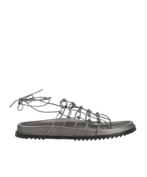 Rick Owens Simple Leather Strap Sandals - Gray