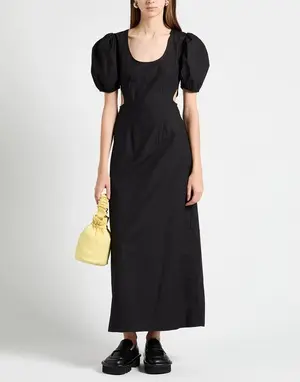 GANNI Elegant Solid Color Short Sleeve Midi Dress