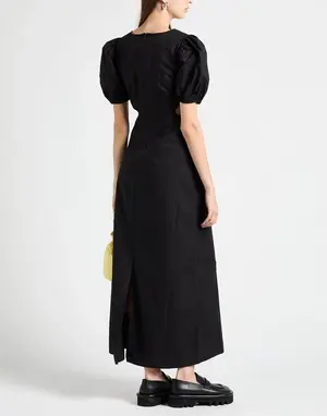 GANNI Elegant Solid Color Short Sleeve Midi Dress