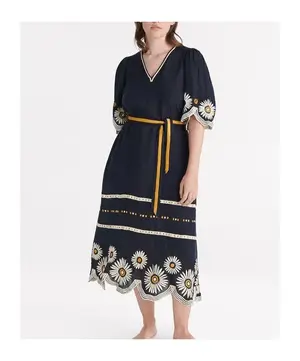ERES Hortense Floral-embroidered Linen Dress