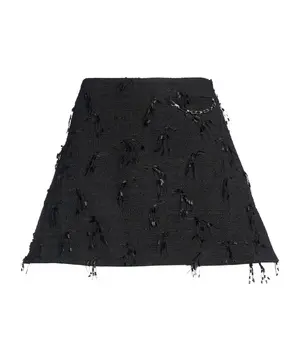 GANNI Woolen A-line Skirt With Beadwork And Tassels