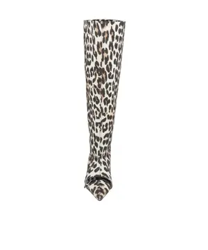 GANNI Leopard Print Knee-high Boots