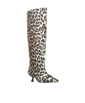 GANNI Leopard Print Knee-high Boots