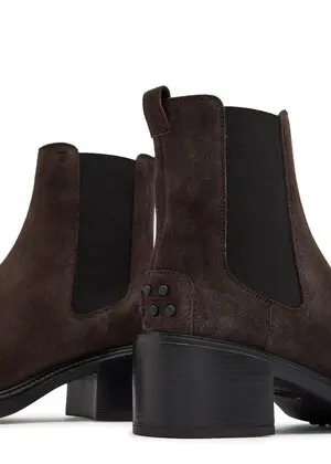 TOD'S Suede Ankle Boots With Block Heel