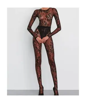 Wardrobe.NYC Lace Bodysuit - Gray