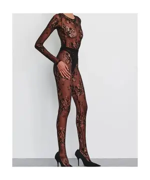 Wardrobe.NYC Lace Bodysuit - Gray
