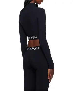 Palm Angels Logo Underband Long Sleeve Cropped Top
